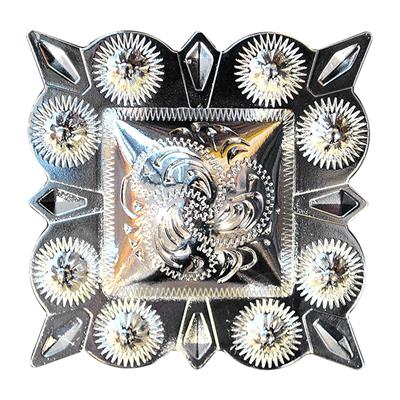 HILASON GERMAN SILVER 3 INCH BERRY SQUARE CONCHOS COWGIRL HEADSTALLS ...