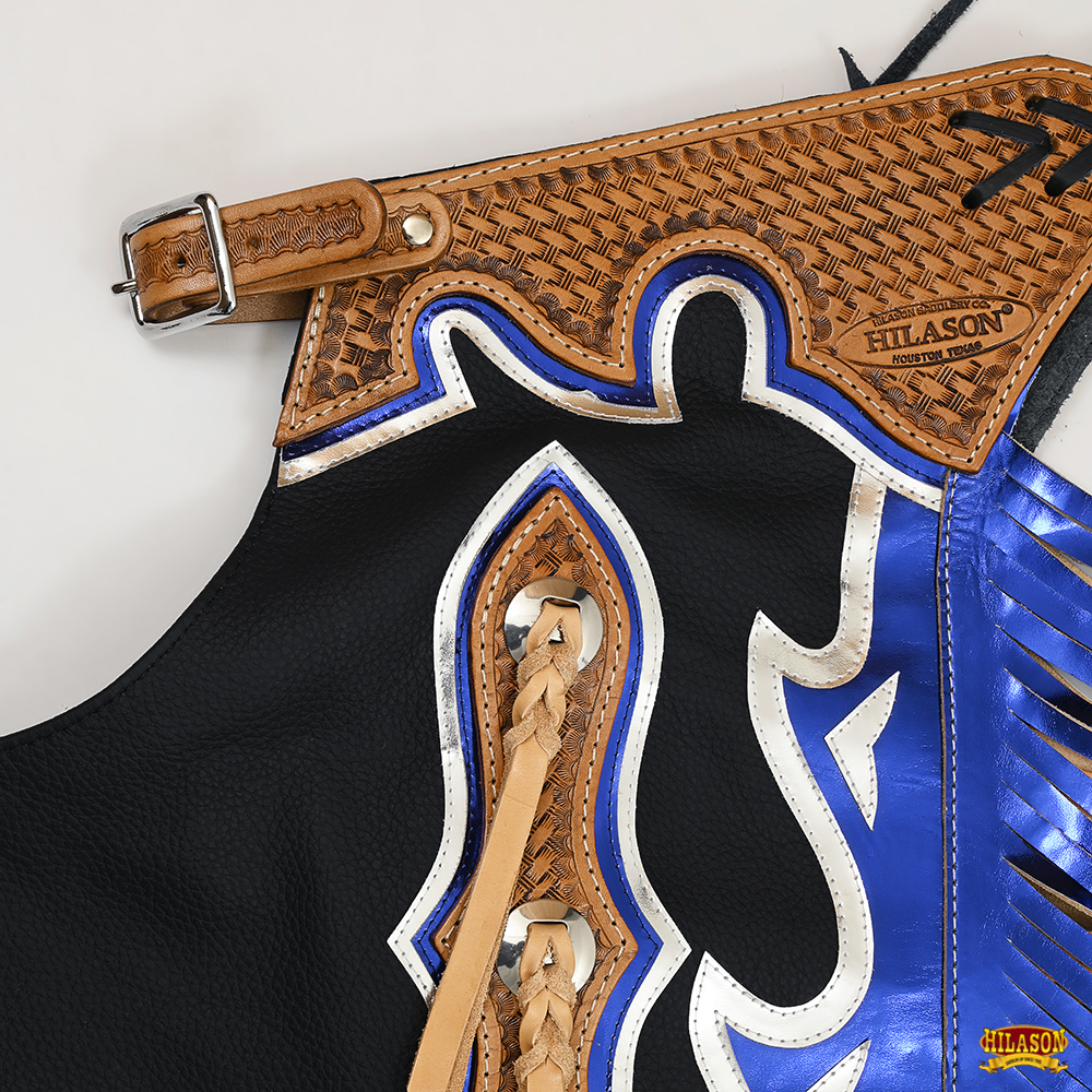 Ch863n-f HILASON Bronc Bull Riding Genuine Leather Rodeo Western Chaps ...