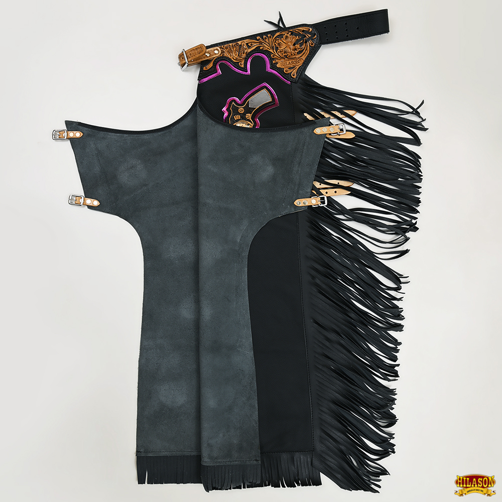 Ch224n-f HILASON Pro Rodeo Bronc Bull-riding Show Genuine Leather Chaps ...